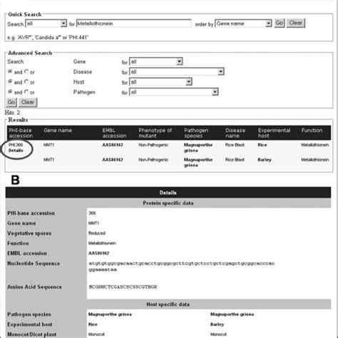 Screenshots Of Phi Base A Homepage Showing The Different Search Download Scientific Diagram