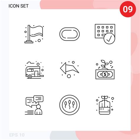 Pack De 9 Contours Modernes Signes Et Symboles Pour Les Supports Dimpression Web Tels Que Les