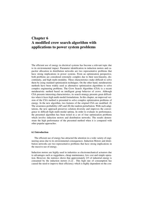 pdf a modified crow search algorithm with applications to power