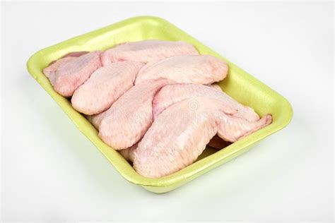 Raw Chicken Wings Package Isolated On White Background Stock Photo