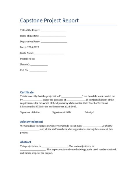Msbte Capstone Project Template Pdf
