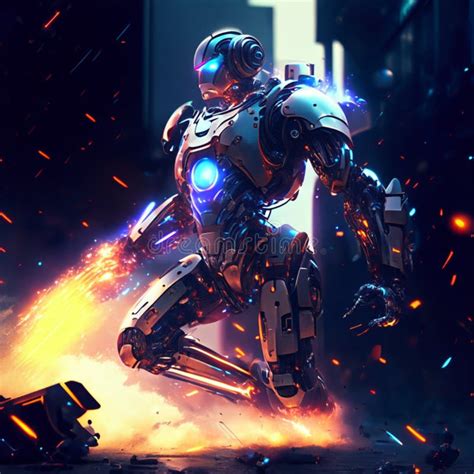 A Female Robot In A Futuristic Space Station Stock Illustration