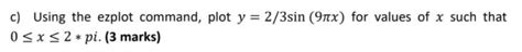 Solved C Using The Ezplot Command Plot Y 2 3sin 91x Chegg