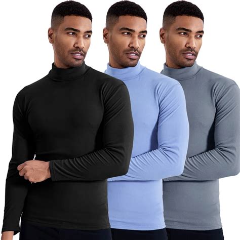 Mens Autumn And Winter Plus Size Solid Color High Collar Bottoming