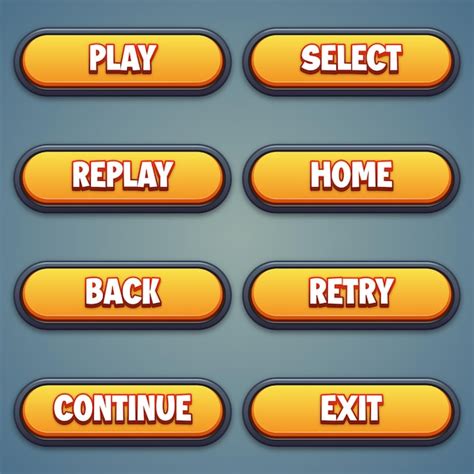 Premium Vector Game Ui Set Of Yellow Buttons In Cartoon Style Gui To