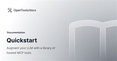 Quickstart - Documentation - OpenTools API