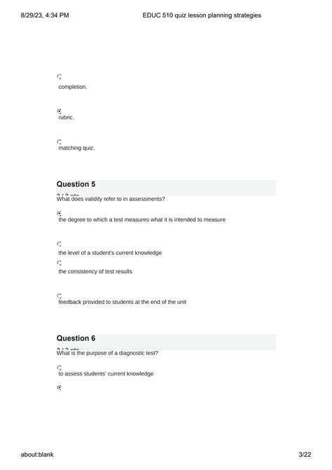 SOLUTION Educ Quiz Lesson Planning Strategies Studypool