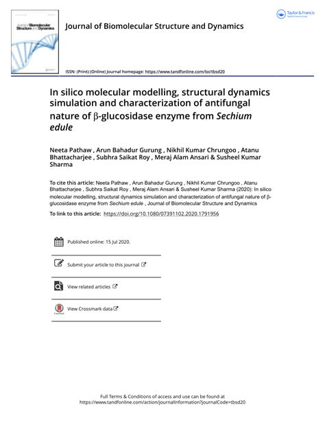 Pdf In Silico Molecular Modelling Structural Dynamics Simulation And Characterization Of