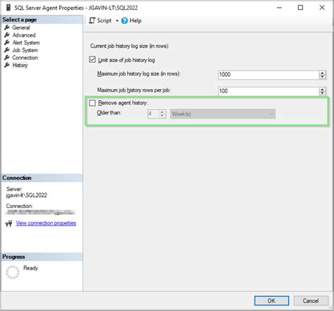 SQL Server Agent Job History Retention