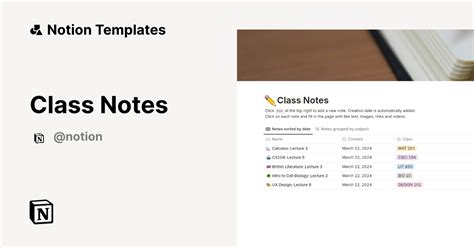 Class Notes 2024 Template Notion Marketplace