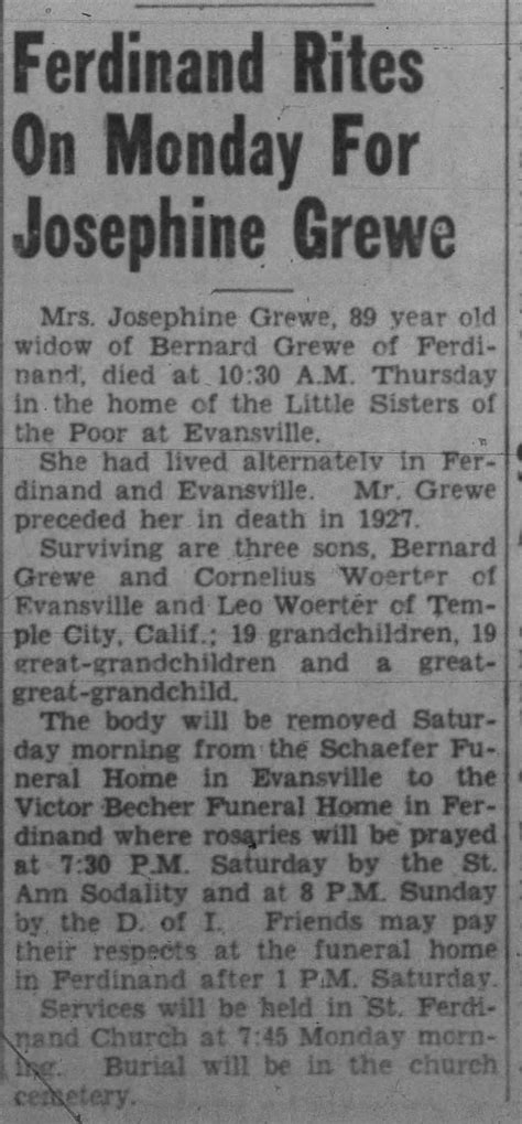 Obituary For Grewe Aged 89 ™