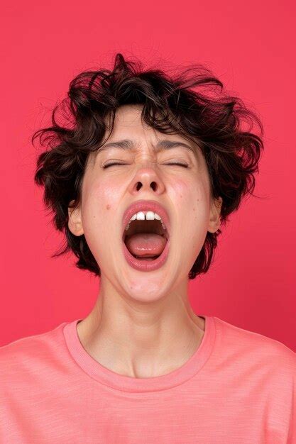 A Young Pretty Woman With Black Hair Shouting Aggressively With An