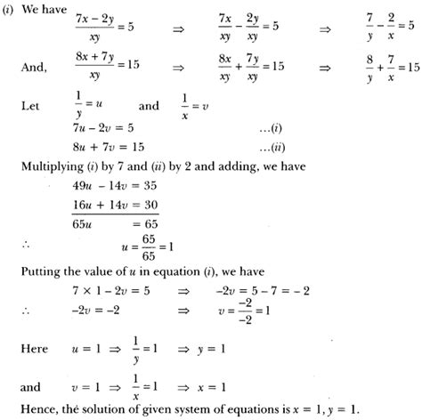 Pair Of Linear Equations In Two Variables Class 10 Extra Questions