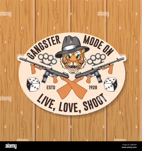 Gangster Club Patch Sticker Design Vector Illustration Vintage