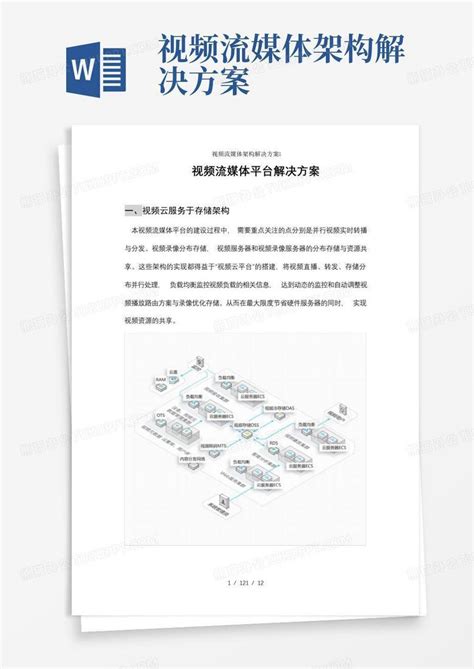 视频流媒体架构解决方案 Word模板下载编号lzzrdnxm熊猫办公