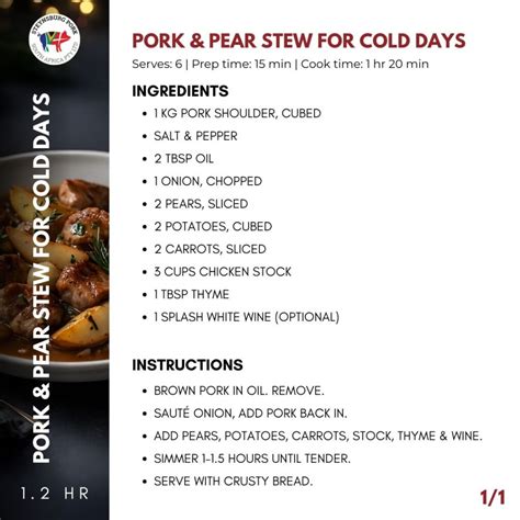 Pork And Pear Stew For Cold Days Steynsburg Pork