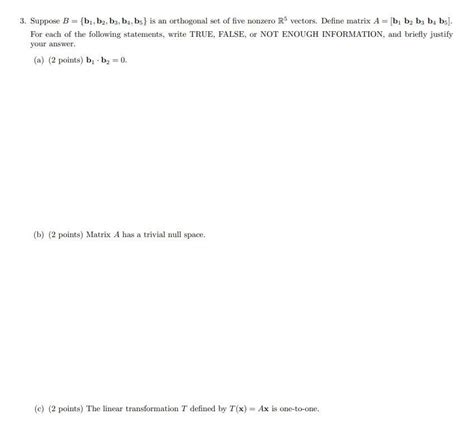 Solved 3 Suppose B B1 B2 B3 B4 B5 Is An Orthogonal Set Of Chegg Com