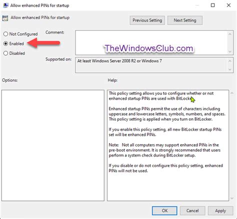 Allow Enhanced Pins For Bitlocker Startup In Windows 11