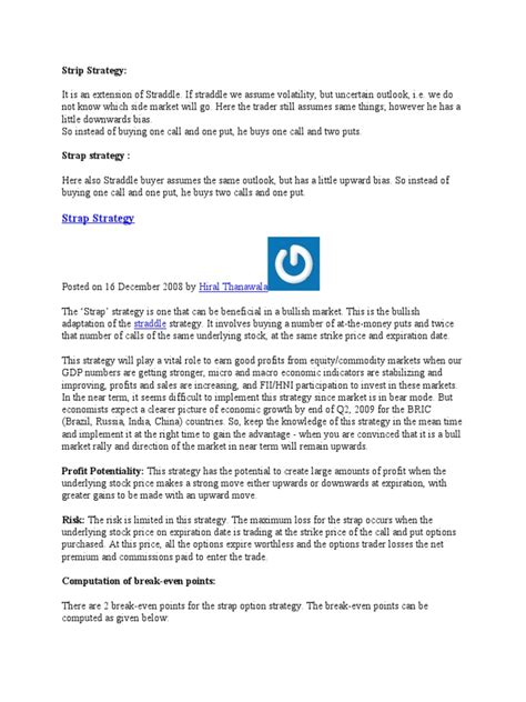 Strip Strategy Pdf Option Finance Investing