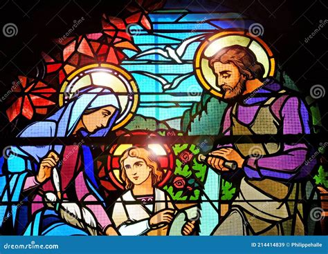 Stained Glass Window Of Vermand Church In Picardie Editorial Stock