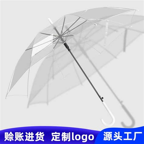 工厂直供晴雨伞彩色透明伞长柄伞pvc8骨直杆半自动雨伞广告伞虎窝淘