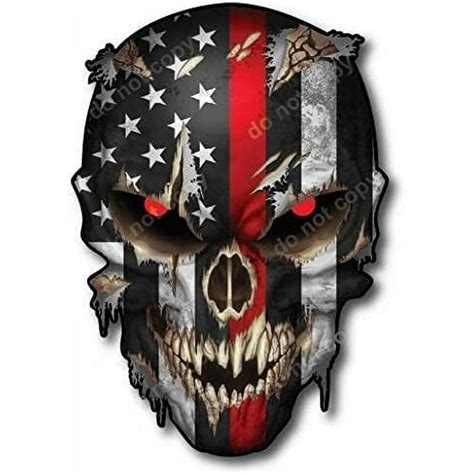 Decals By Haley Details About Firefighter Thin Red Line Skull Usa