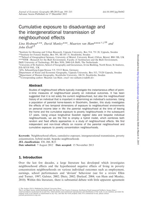 Pdf Spatial Mobility And Social Outcomes