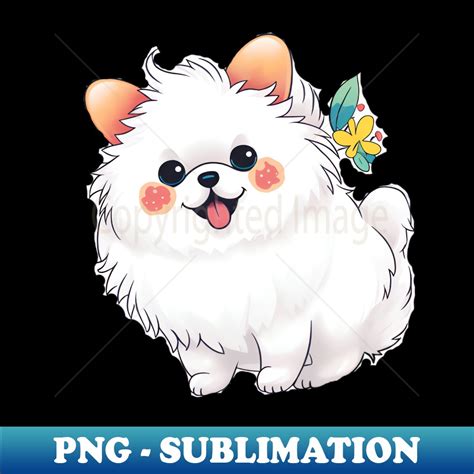 White Pomeranian Cartoon Dog Modern Sublimation Png File Inspire