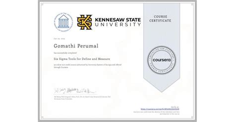 Gomathi Perumal On Linkedin Completion Certificate For Six Sigma Tools For Define And Measure
