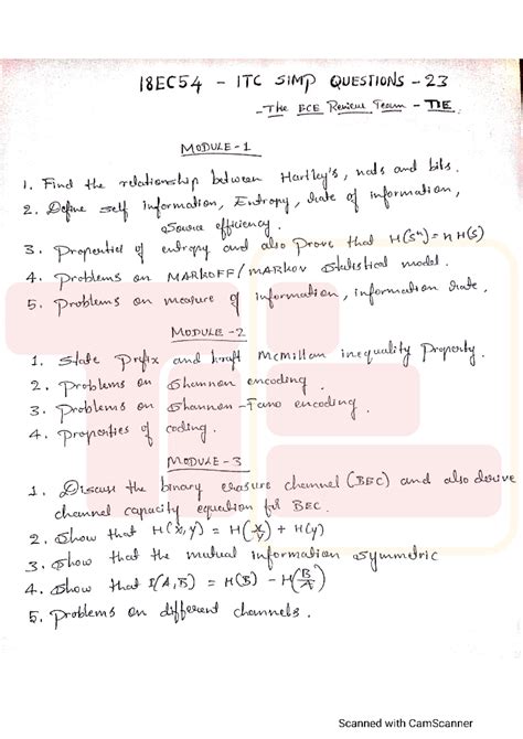 18ec54 Notes 18ec54 Itc Simp Questions 23 Ece Renieve Team Tie 1 Find The Relationship