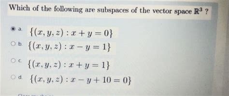 which of the following are subspaces of the vector