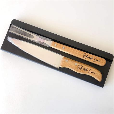 Kit Churrasco Faca Garfo Personalizado Estojo Home Gifts