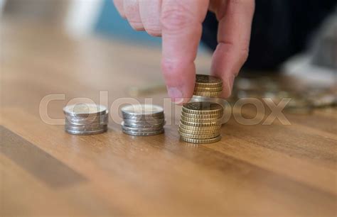 Womans Hand Counting Money Coins Stock Image Colourbox