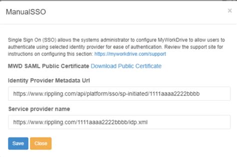 Saml Single Sign On Configuration Rippling Myworkdrive