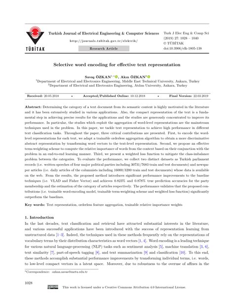 Pdf Selective Word Encoding For Effective Text Representation