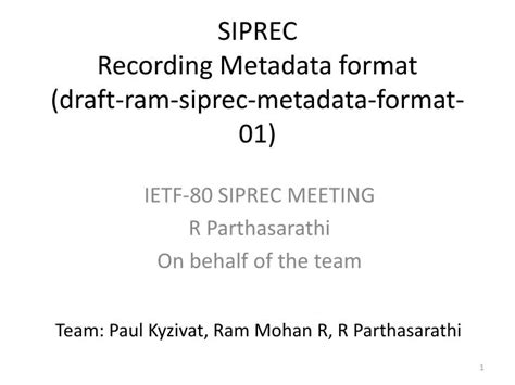 PPT SIPREC Recording Metadata Format Draft Ram Siprec Metadata Format 01 PowerPoint