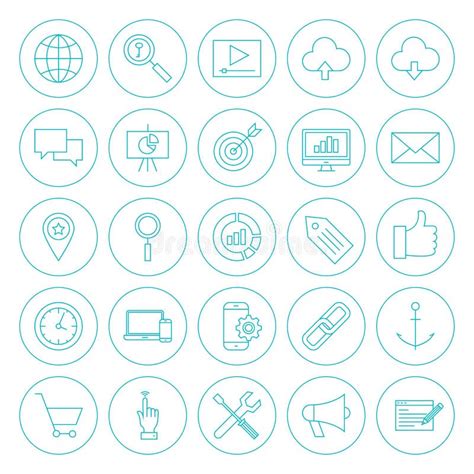Line Circle SEO Icons Stock Vector Illustration Of Marketing