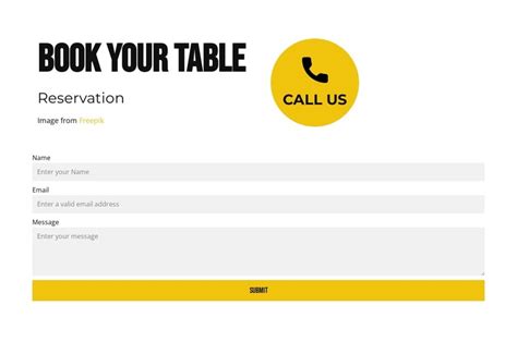 Book Your Table HTML5 Template By Nicepage