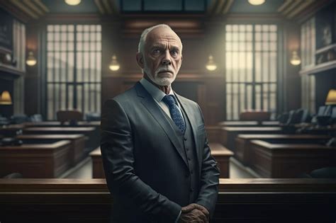Premium Ai Image A Male Judge Poses Seriously In His Official Office