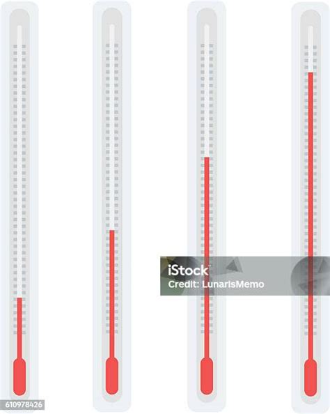 Termometer Merah Dengan Tingkat Yang Berbeda Berdasarkan Ilustrasi 02