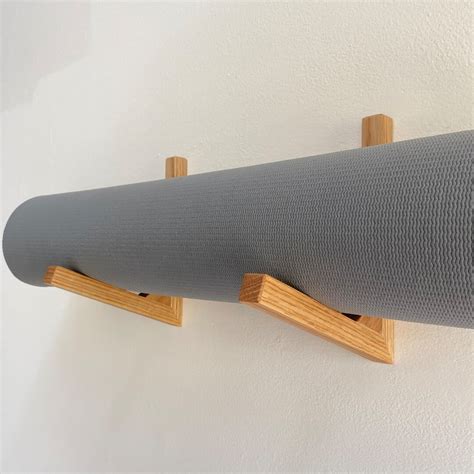 Oak Yoga Mat Hooks Wooden Pilates Mat Holder Wall Mounted Mat Storage