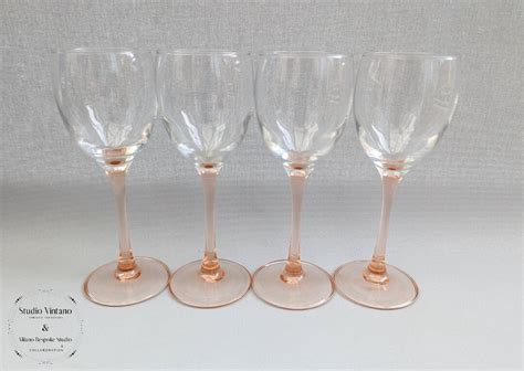 Vintage Wine Glasses Barbie Pink Luminarc Pink Stem Wine Etsy