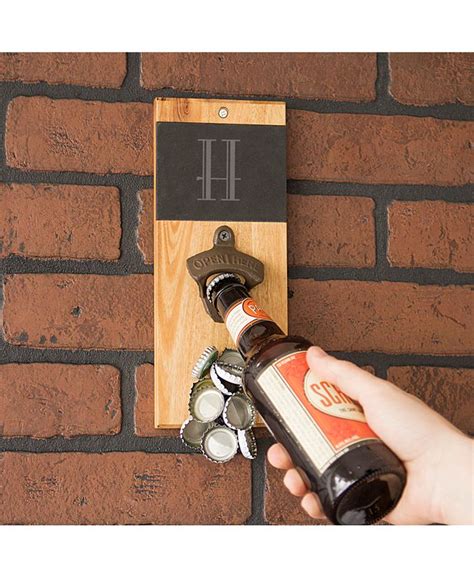 Cathys Concepts Personalized Slate And Acacia Wall Mount Bottle Opener