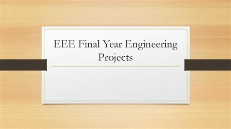 Eee Final Year Engineering Projects