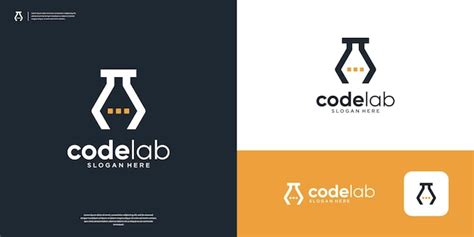 Premium Vector Simple Coding Symbol With Abstract Glass Lab Logo