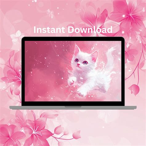 Cute Cat Wallpaper Aesthetic Desktop Background Digital Download