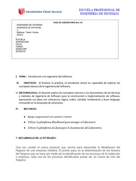Guia De Laboratorio Nro 01 Pdf Caso De Uso Ingeniería De Software