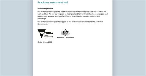 Our Watch Readiness Assessment Tool