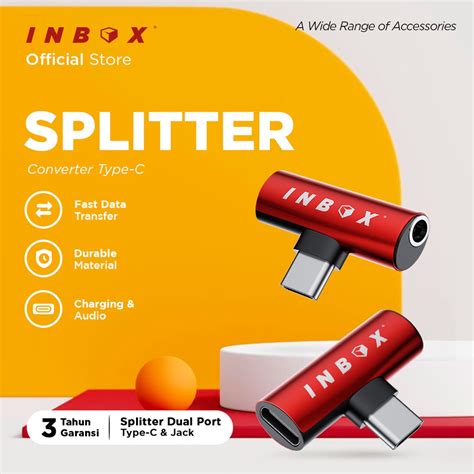 Jual Konektor Type C Dual To Audio Jack 3 5mm Dan Cas Type C 2in1NBOX Speed Series Splitter Type
