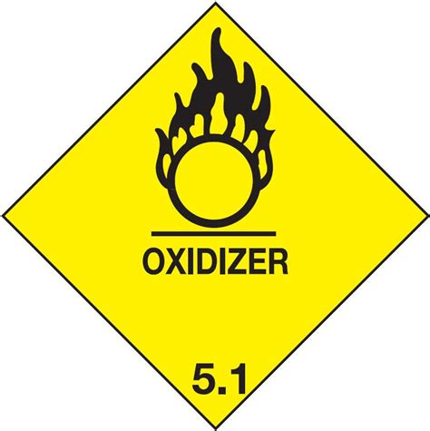 Vinyl Hazard Label 100mm X 100mm Oxidizing Agent Class 51 Roll Of